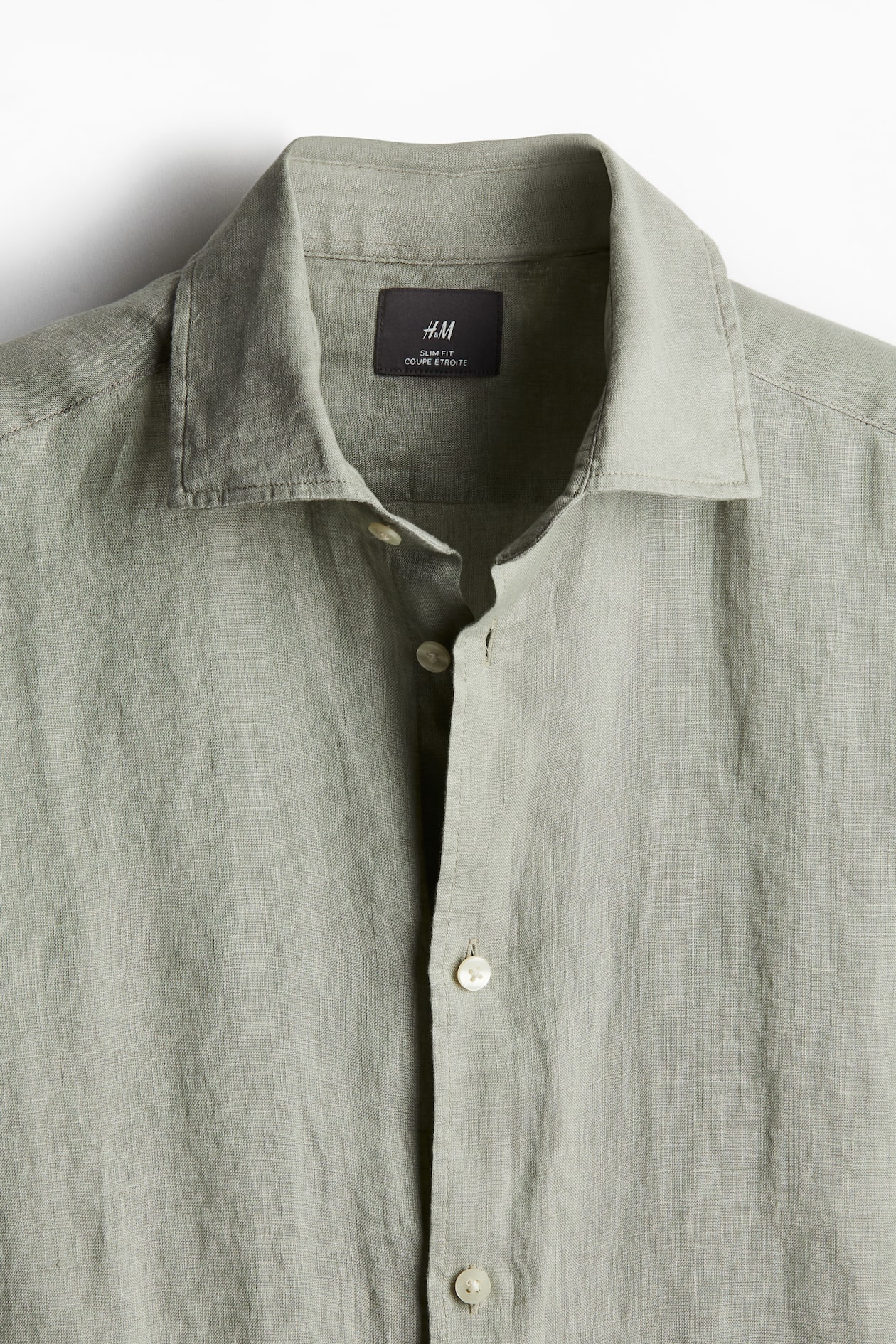Slim Fit Linen Shirt - Sage green - Men | H&M US