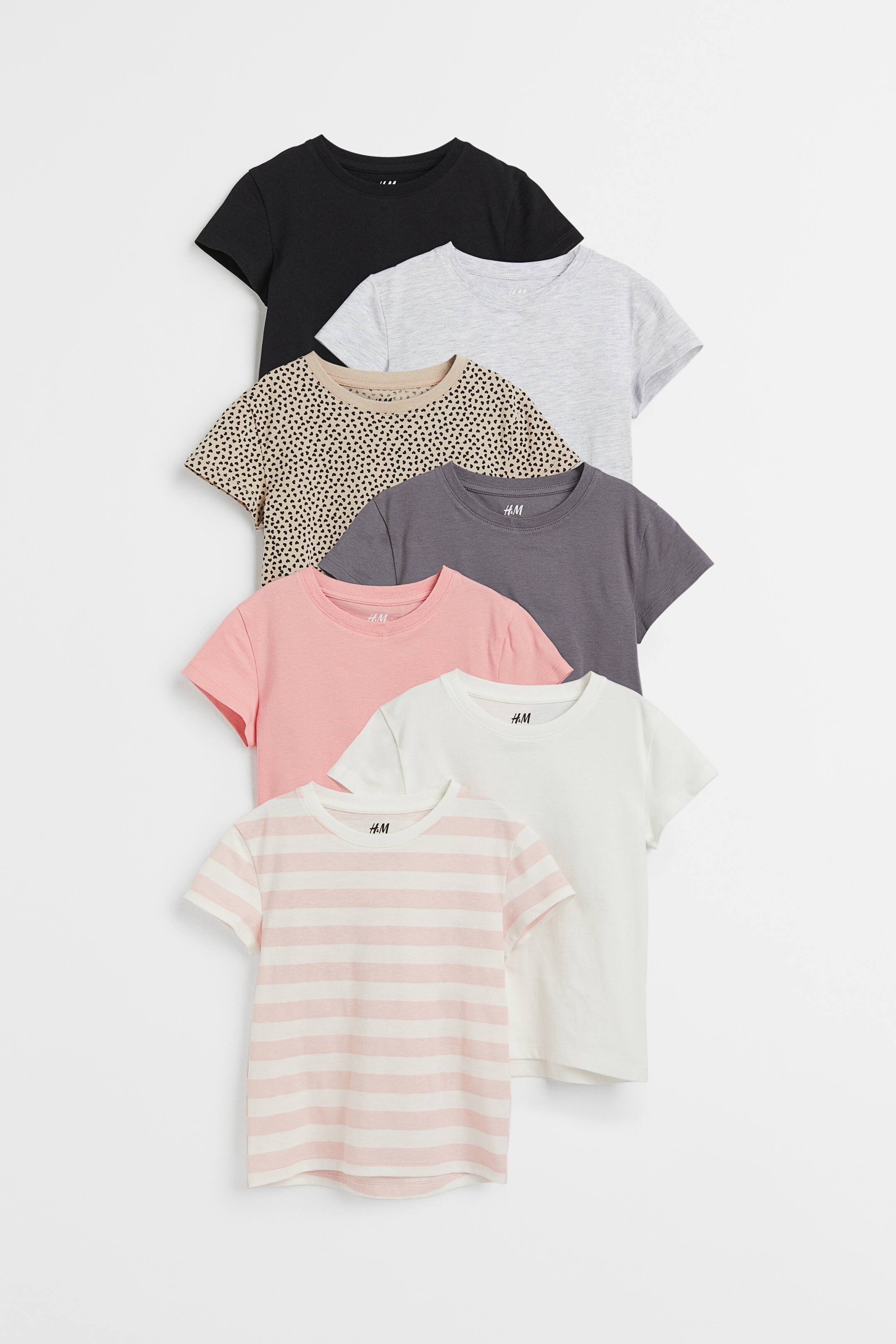 7er-Pack T-Shirts - Hellrosa/Herzen - Kids | H&M DE