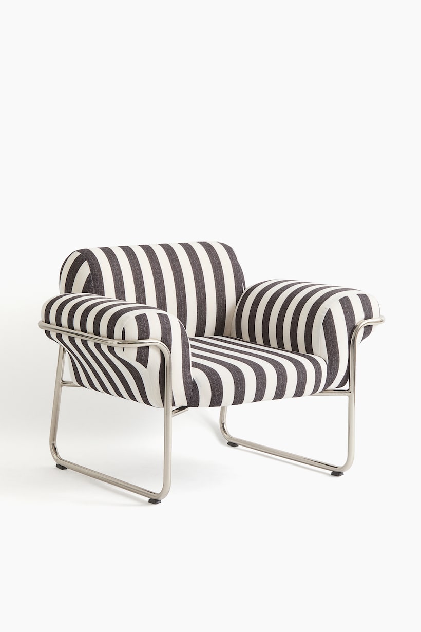 Black/white striped Metal-Framed Lounge Chair at H&M Home | H&M US