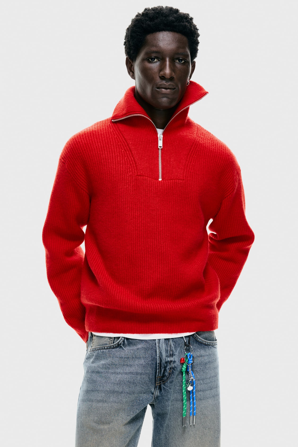 Men’s Red Loose-Fit Half-Zip Sweater | H&M US