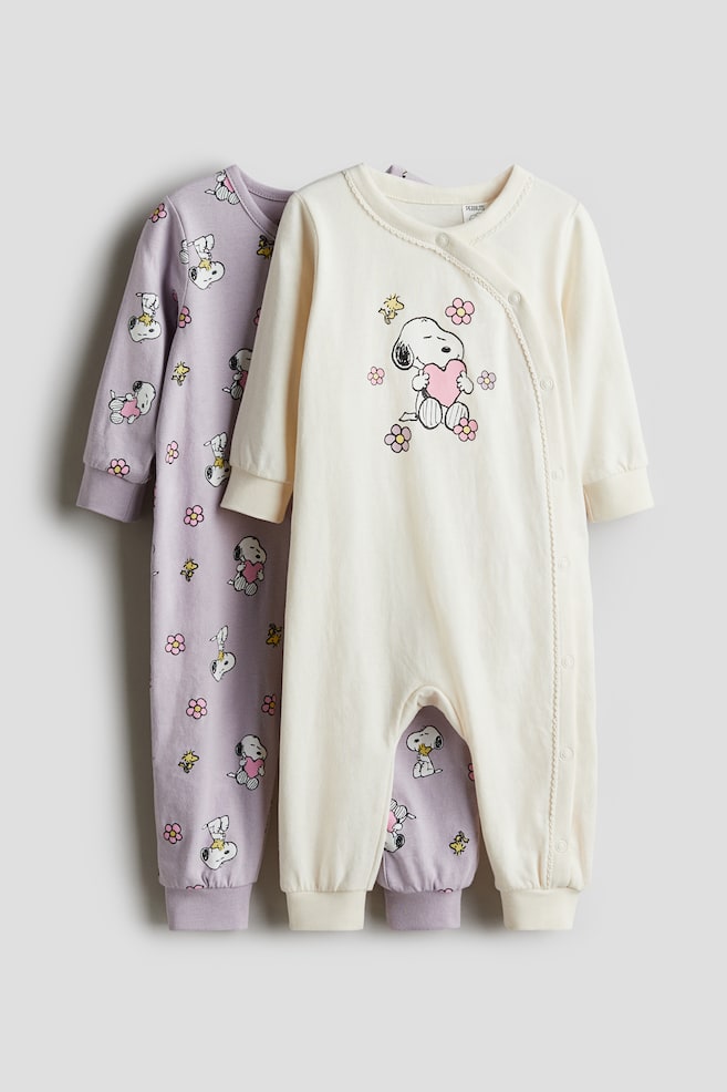 2-pack Printed Pajamas - Light dusty purple/Snoopy - Kids | H&M US