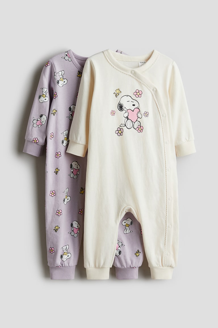 2-pack Printed Pajamas - Light dusty purple/Snoopy - Kids | H&M US
