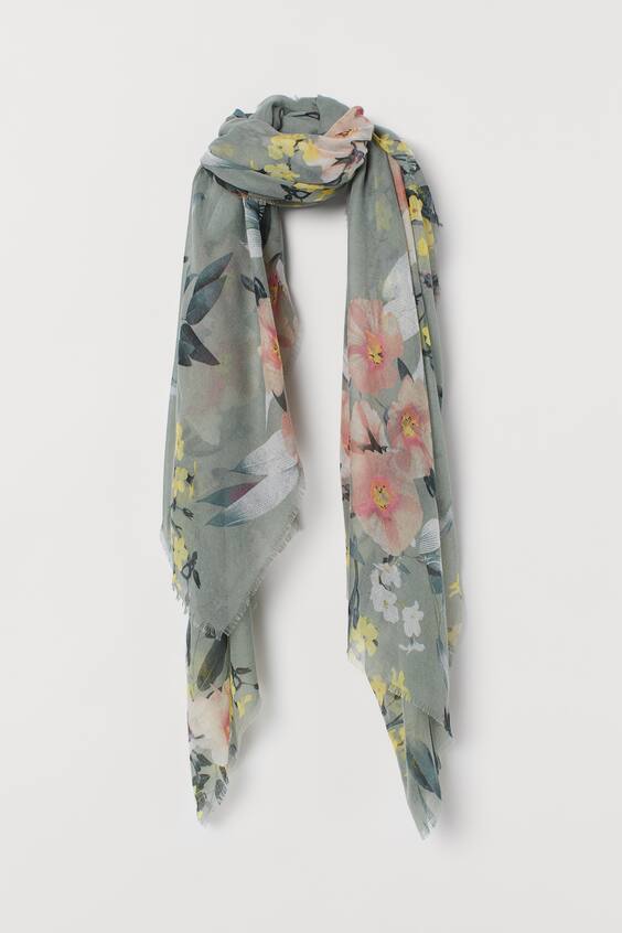 Airy Scarf - Light green/floral - Ladies | H&M US