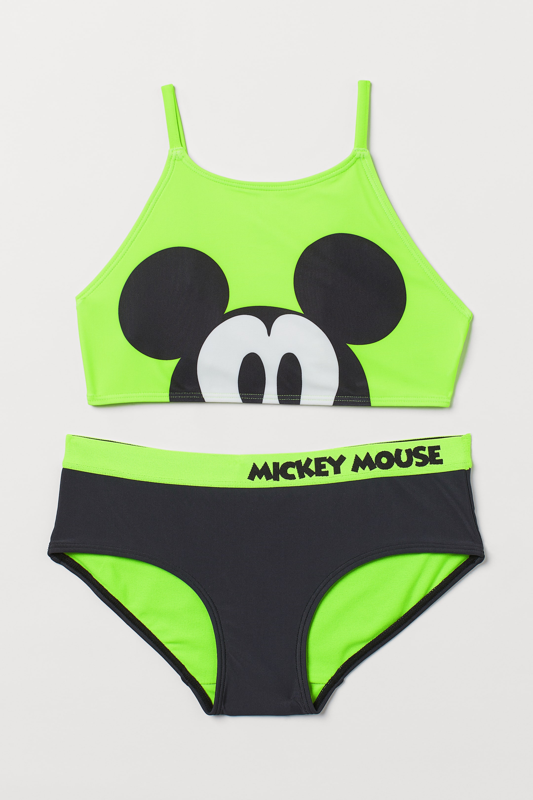 Printed bikini - Neon green/Mickey Mouse - Kids | H&M HK