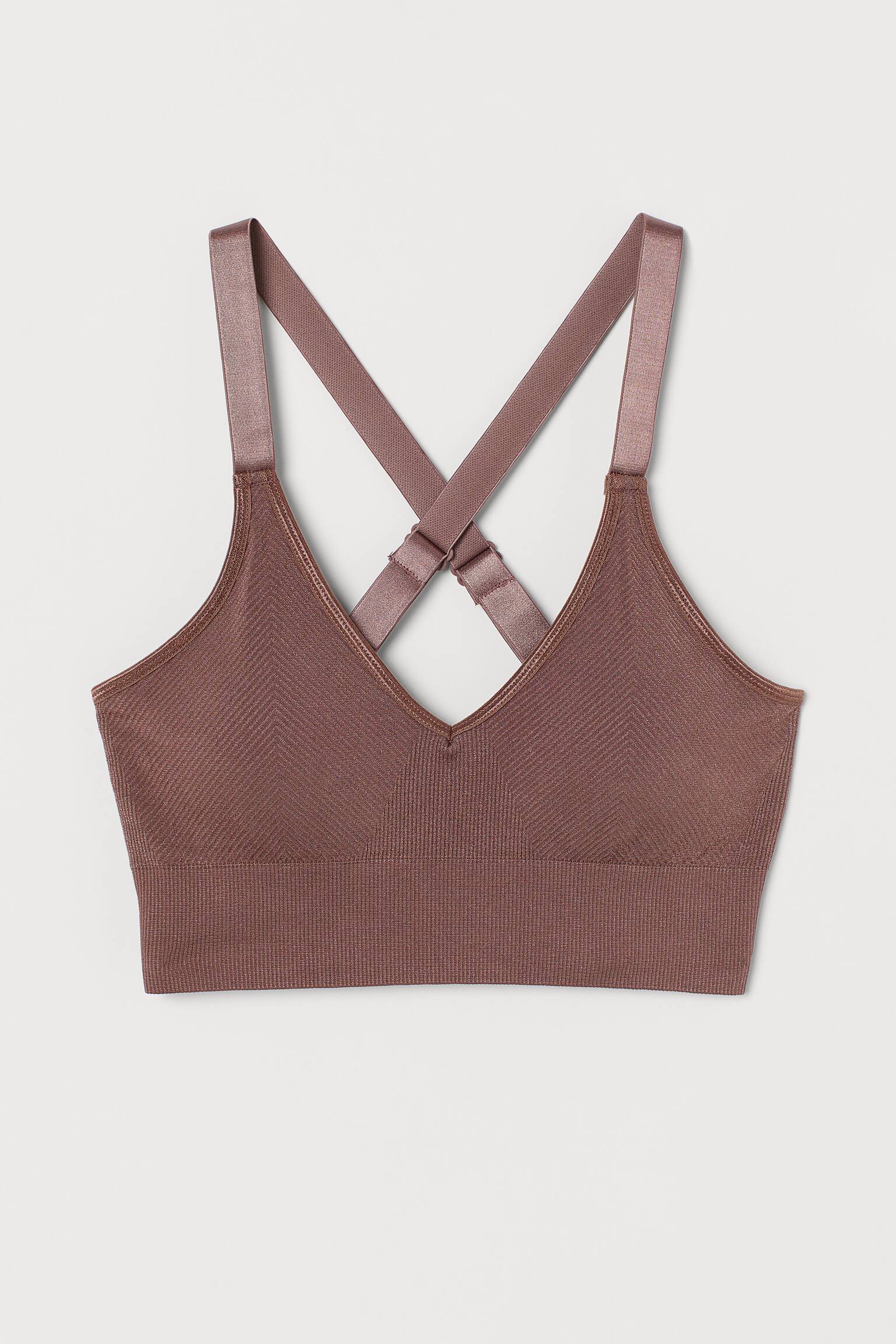 Seamless sports bra - Brown - Ladies | H&M GB