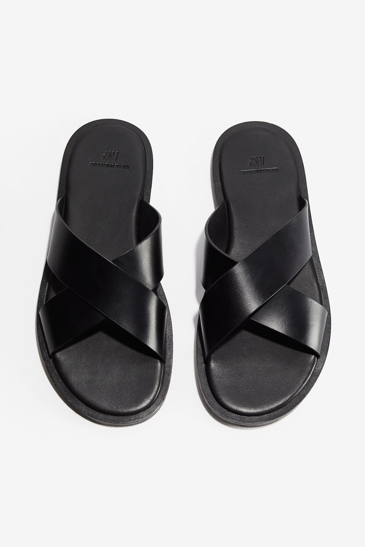 Men’s Black Leather Slides | H&M AU