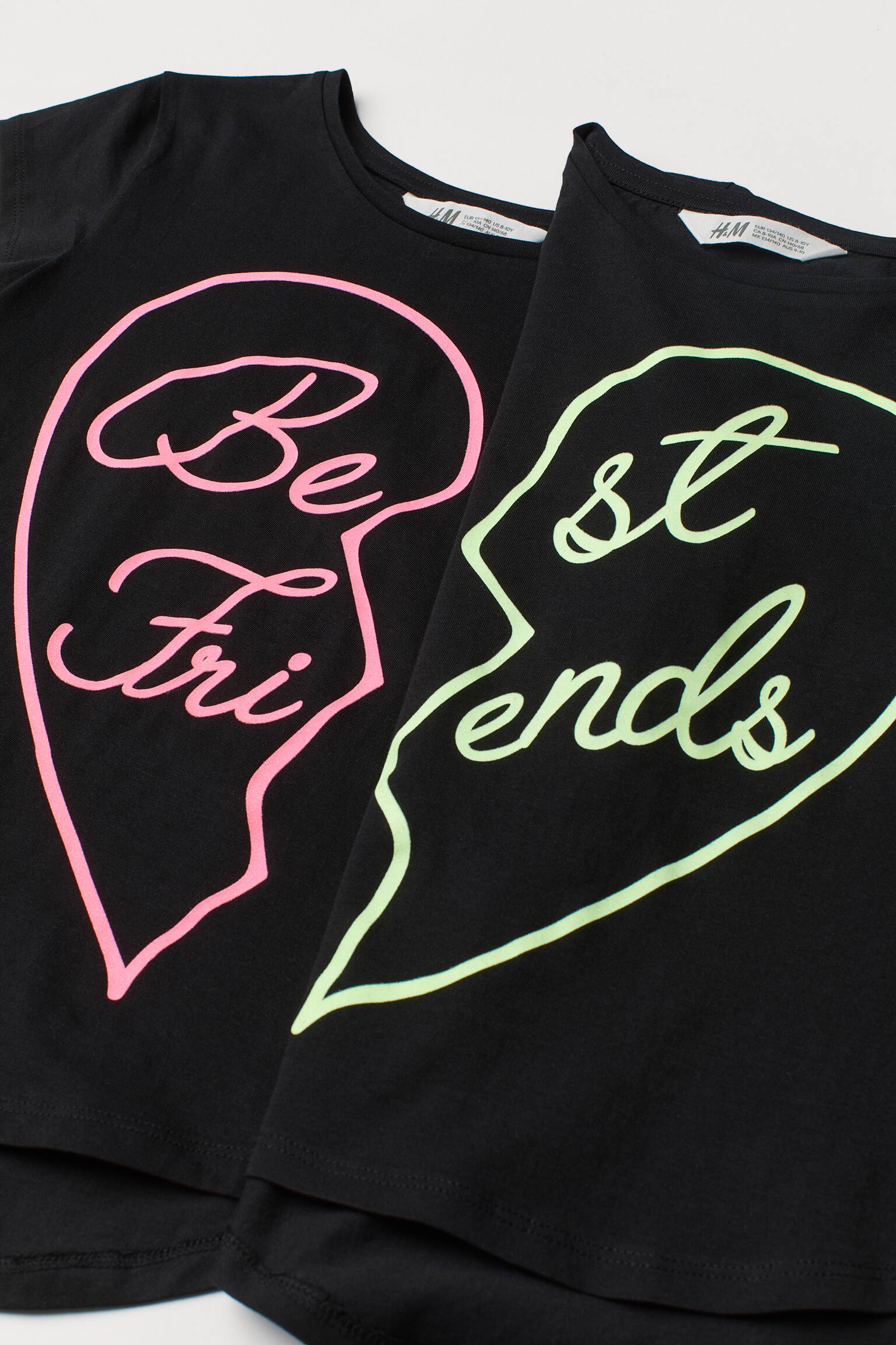 2-pack Best Friends Tops - Black/neon pink - Kids | H&M CA