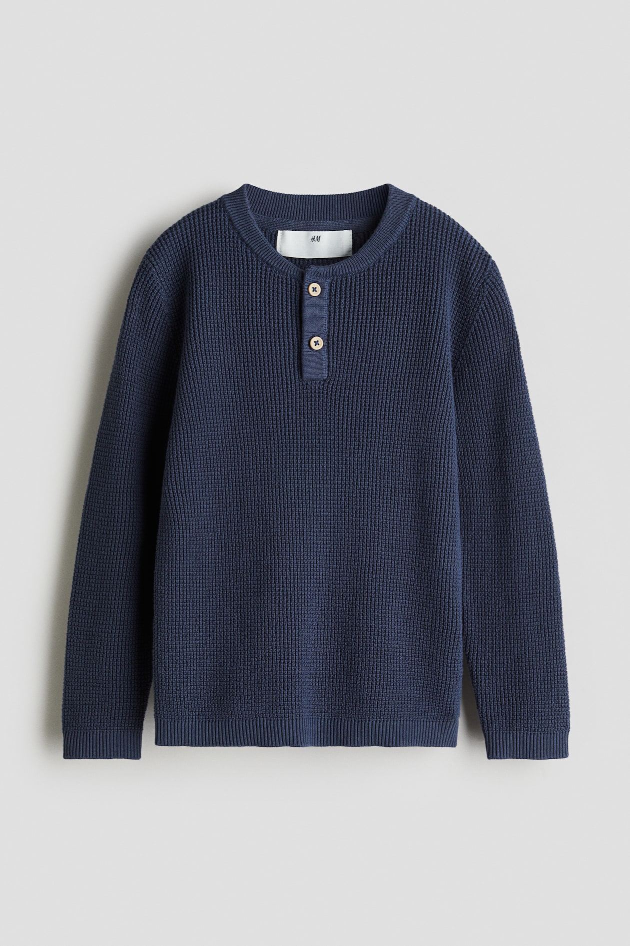 Suéter Henley en tejido gofrado - Azul oscuro - Kids | H&M MX