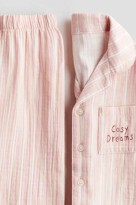 Light pink/Striped Cotton muslin pyjamas for kids | H&M GB