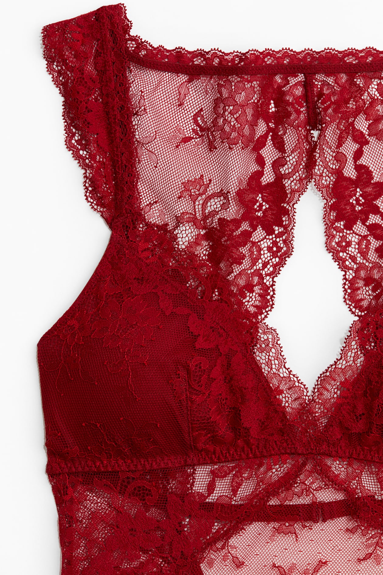 Body tanga de encaje con copas acolchadas - Rojo oscuro - MUJER | H&M ES