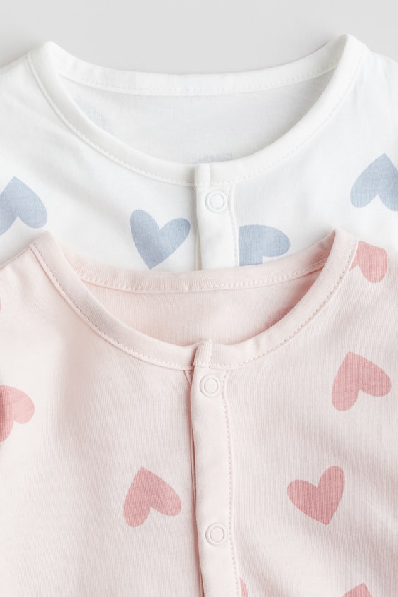 2-pack Patterned Cotton Pajamas - Light pink/hearts - Kids | H&M US