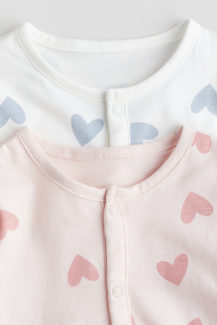 2-pack Patterned Cotton Pajamas - Light pink/hearts - Kids | H&M US