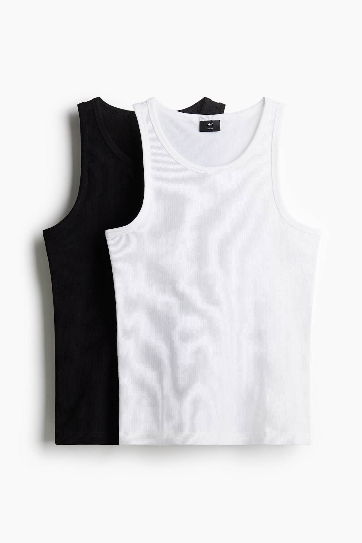 2-pack Slim Fit Ribbed Tank Tops - Black/white - Men | H&M US