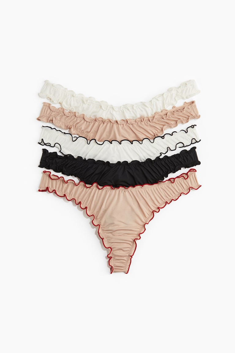 Thong 팬티 5피스 세트 - 베이지/화이트/블랙 - 여성 | H&M KR