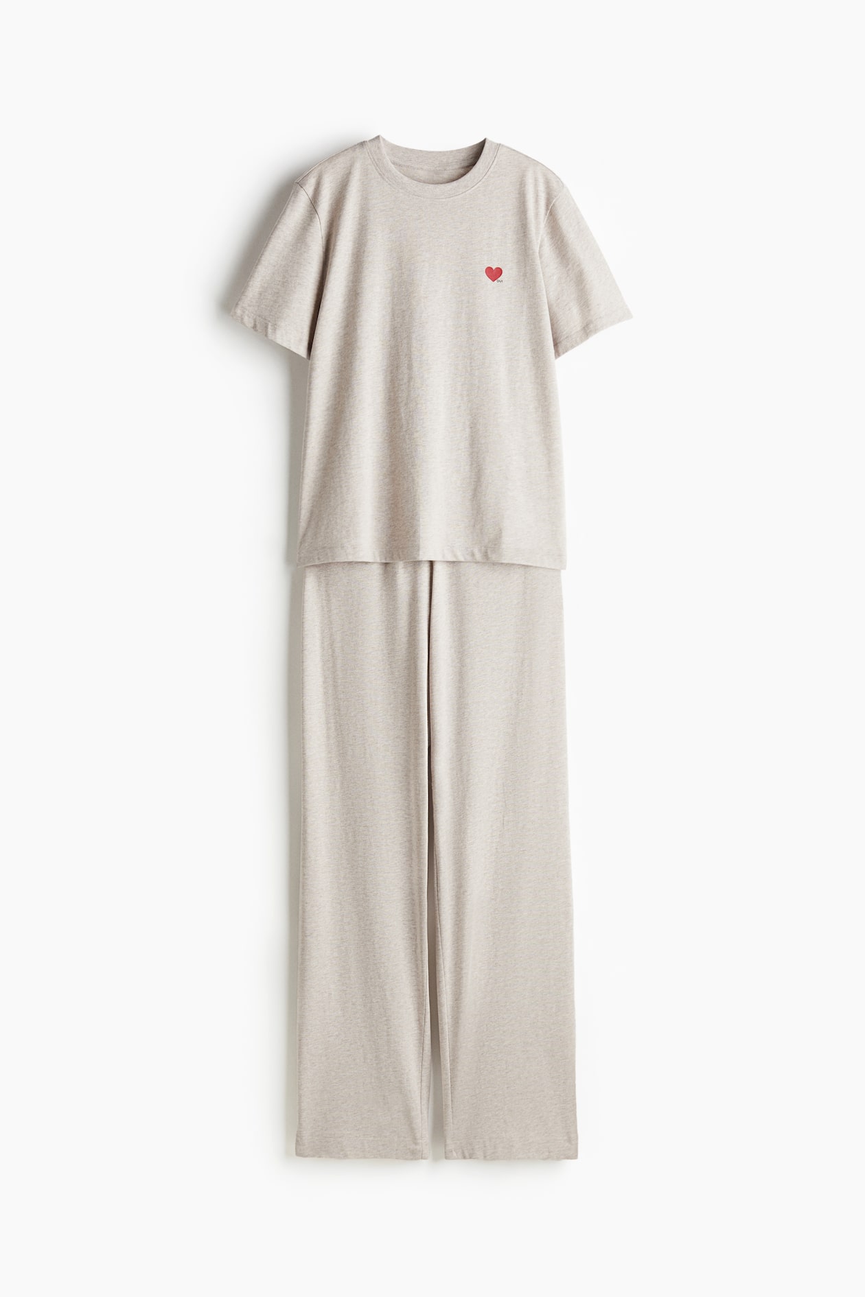 Women's Light beige melange/heart Jersey Pajamas | H&M CA