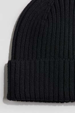 Black Rib-Knit Beanie for kids | H&M US