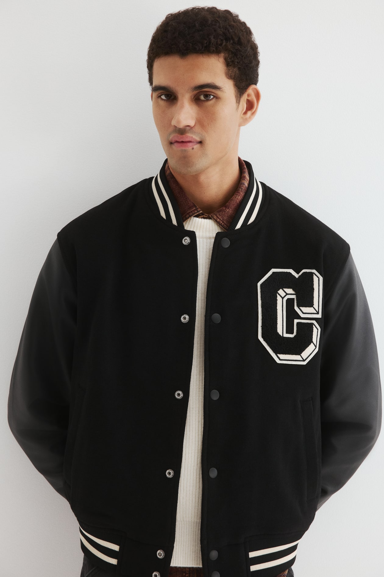 Men’s Black Wool-blend baseball jacket | H&M GB
