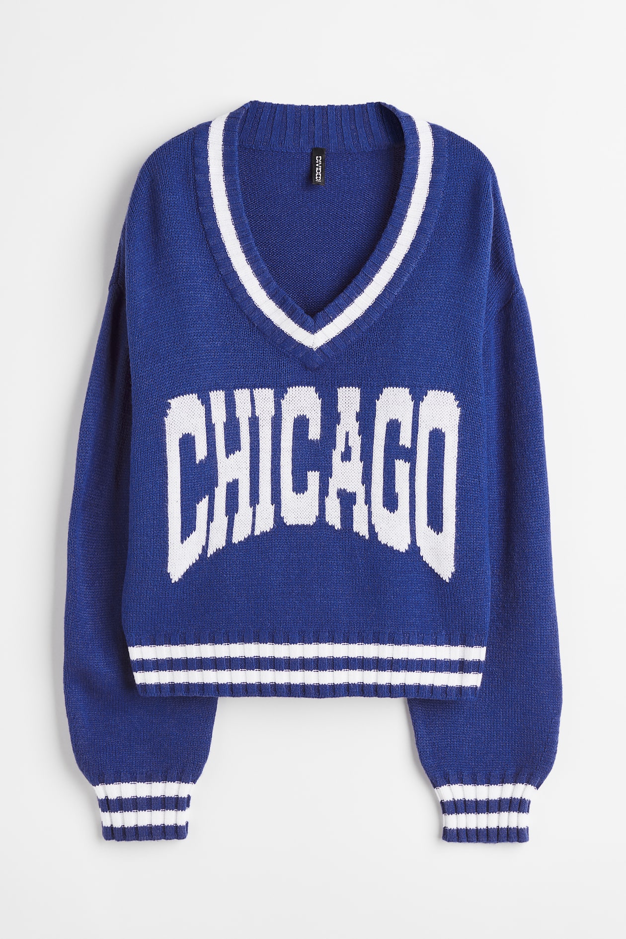 Women's Bright blue/Chicago Jacquard-knit Sweater | H&M CA