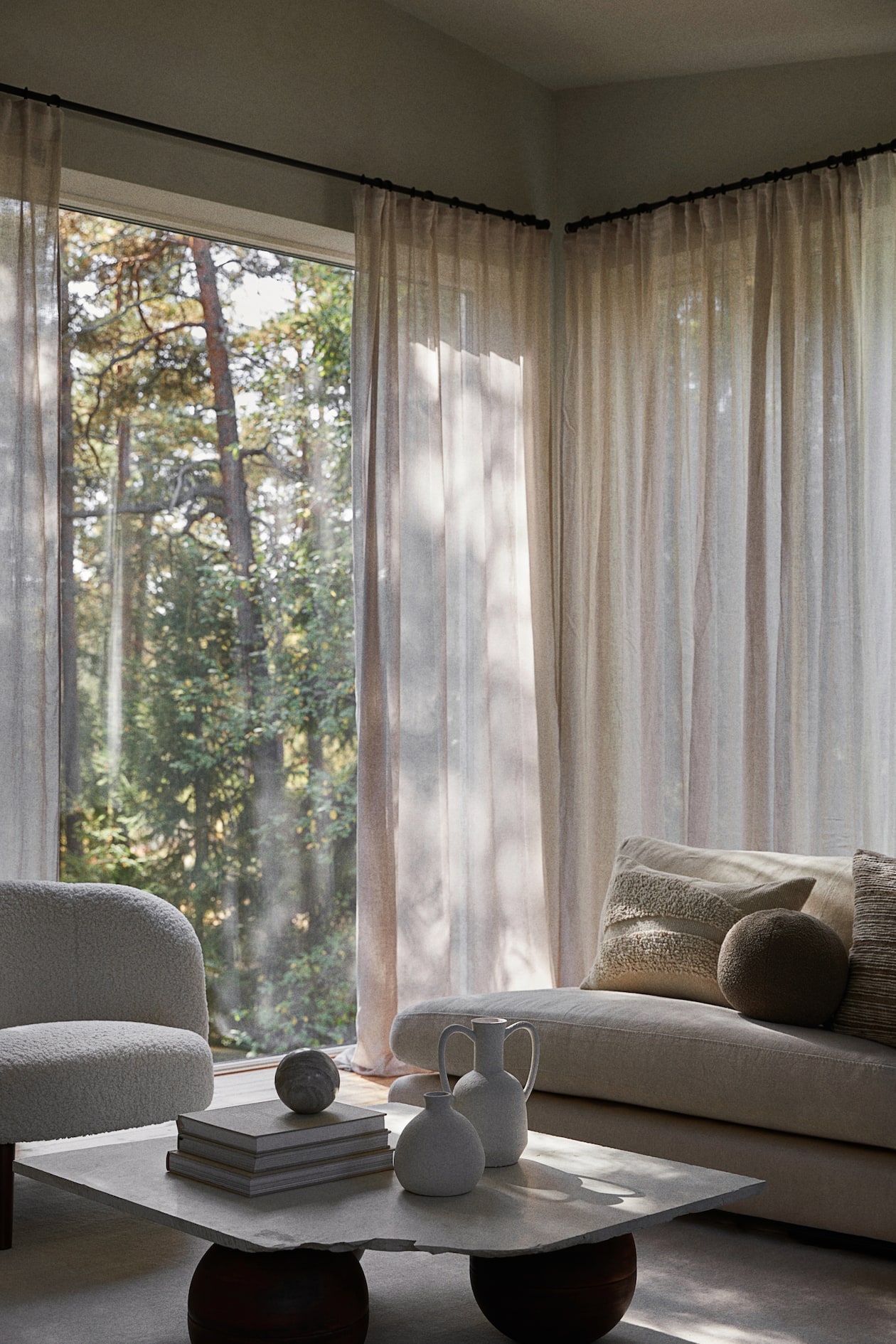 2-pack Long Linen-Blend Curtain Panels - Light taupe - Home All | H&M US