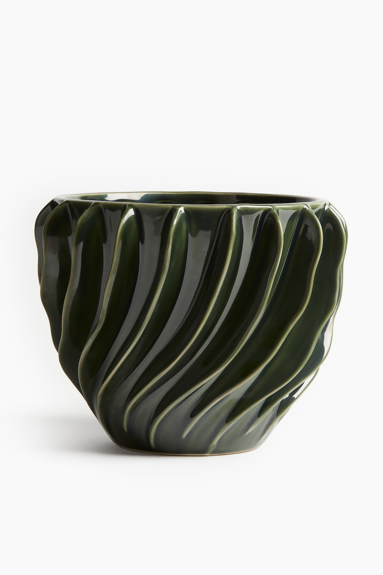 Dark green Large Stoneware Plant Pot at H&M Home | H&M US