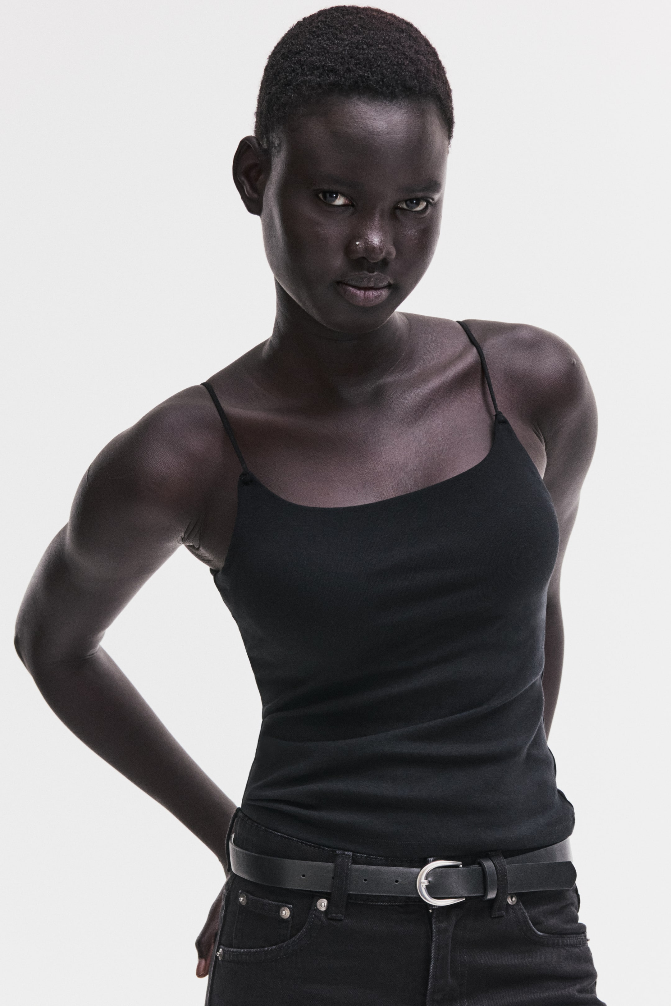 Cotton Tank Top with Shelf Bra - Black - Ladies | H&M PH