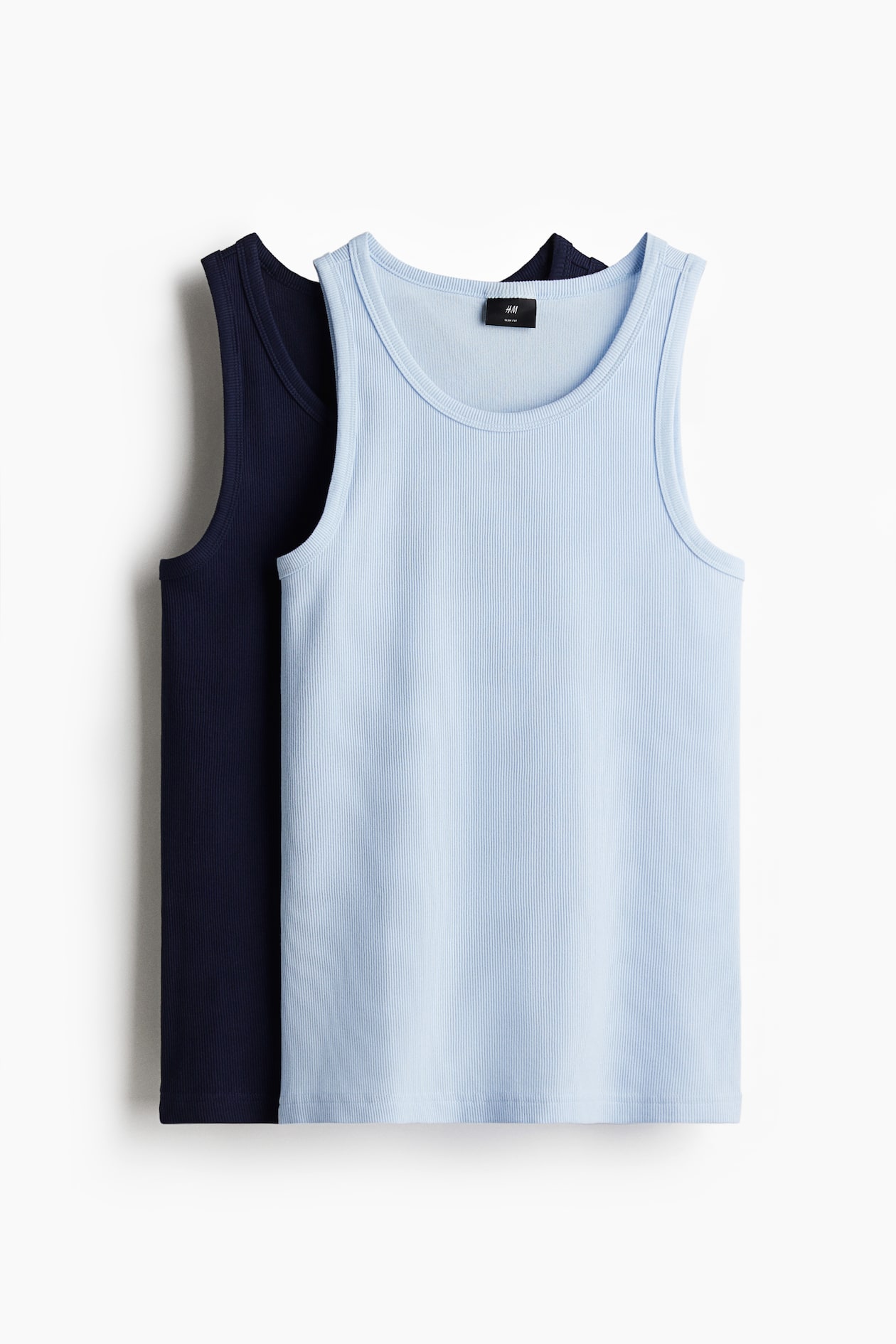 2-pack Slim Fit Ribbed Tank Tops - Dark blue/light blue - Men | H&M US