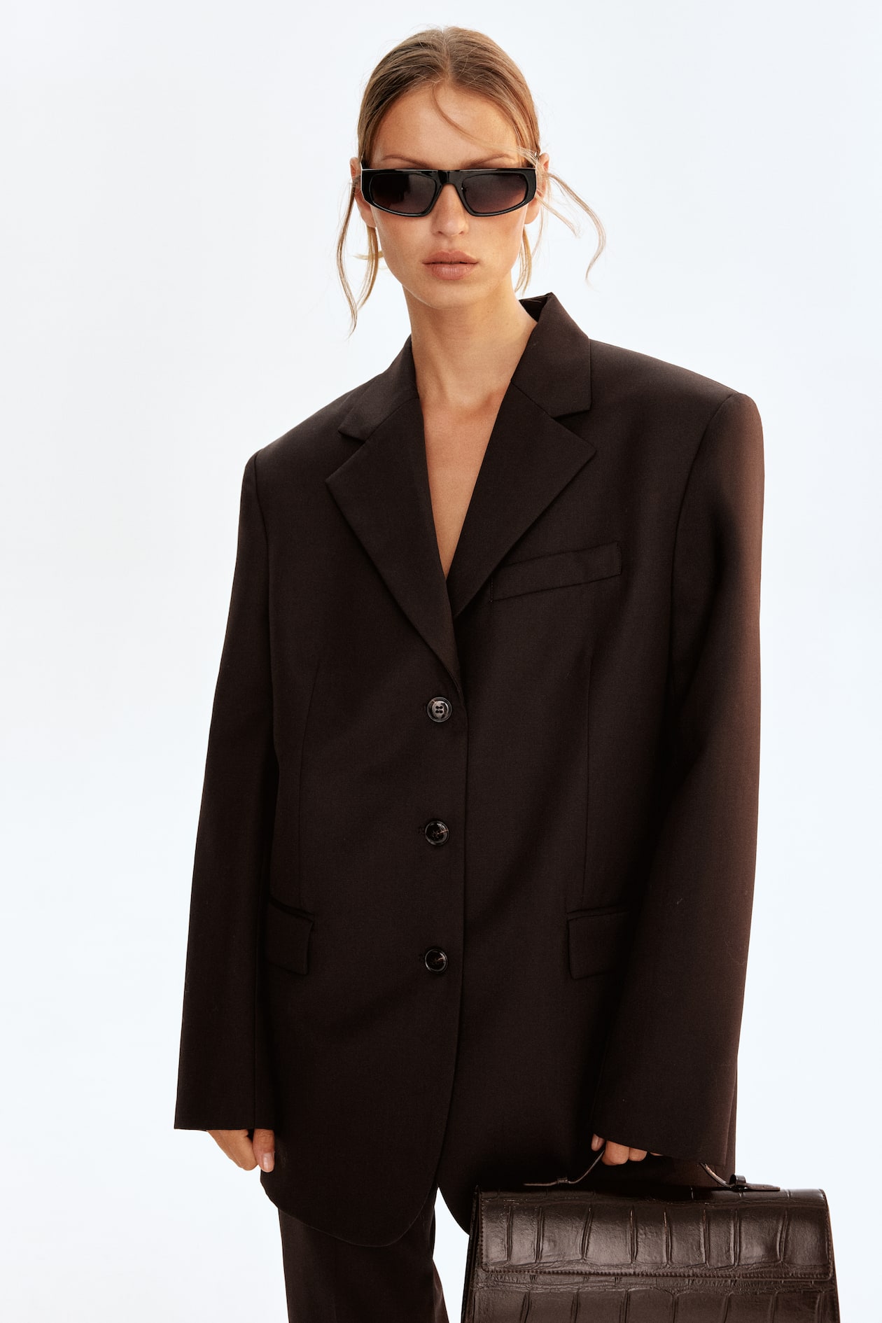 Women's Dark brown Oversized wool-blend blazer | H&M GB