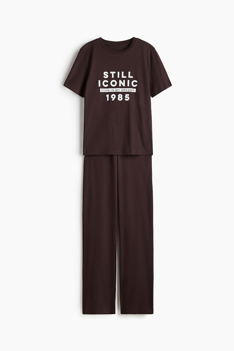 Women's Dark brown/Iconic Jersey Pajamas | H&M US
