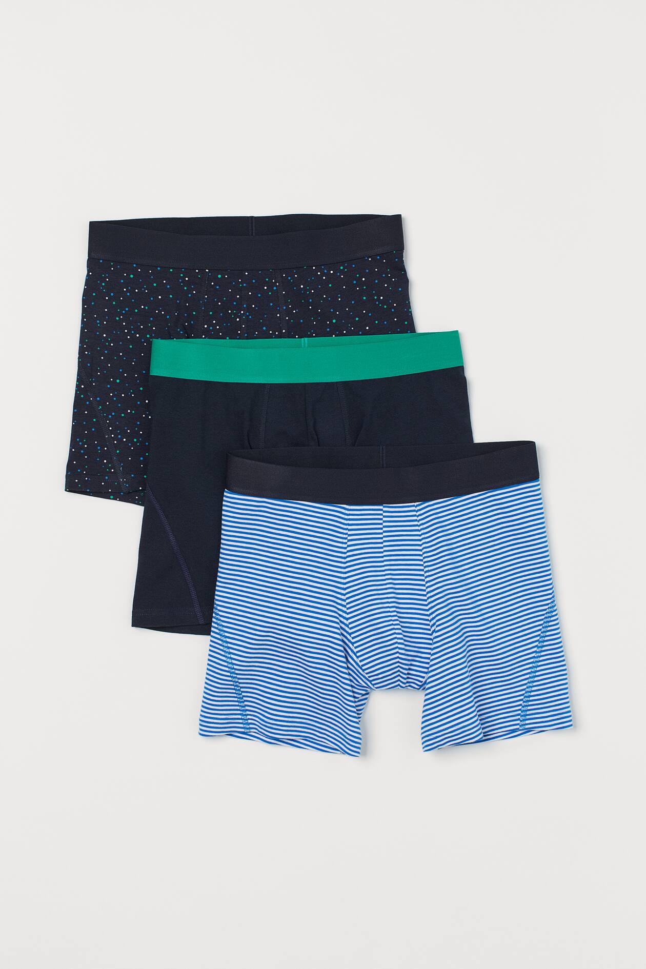 Lot de 3 boxers mi-longs en coton - Noir/pois - HOMME | H&M FR