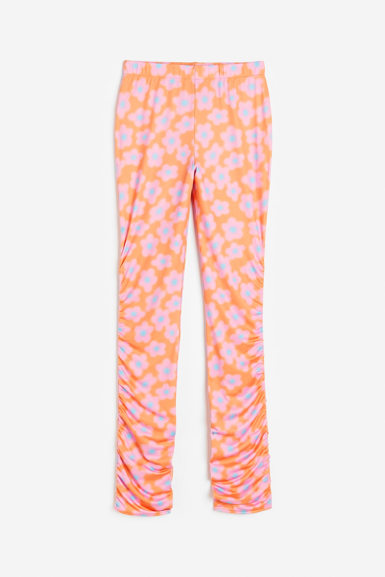 Gathered leggings - Orange/Floral - Ladies | H&M GB