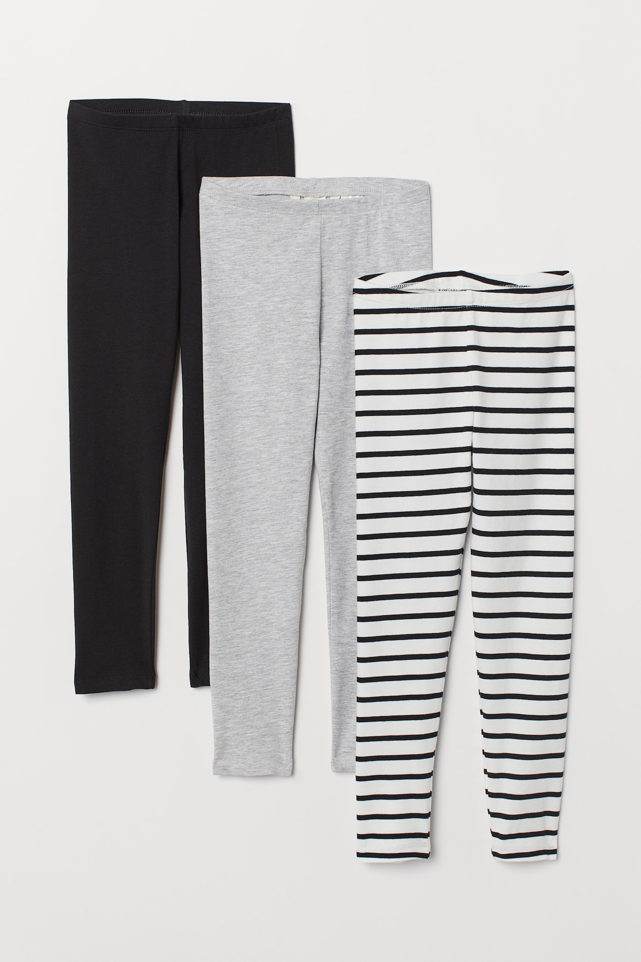 Tri para helanki od žerseja - Light grey marl/Striped - Kids | H&M RS