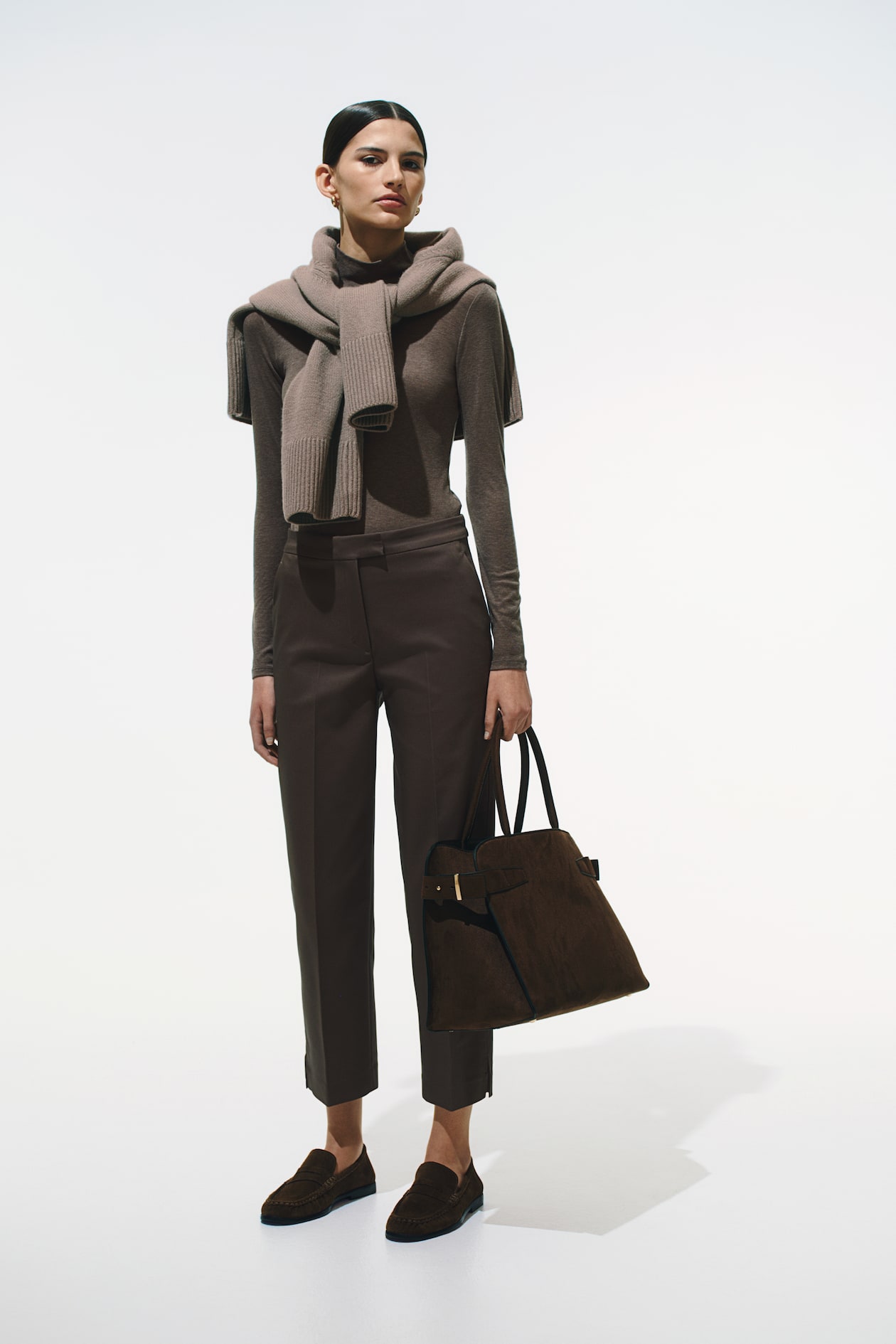 Tailored cigarette trousers - Brown - Ladies | H&M IN