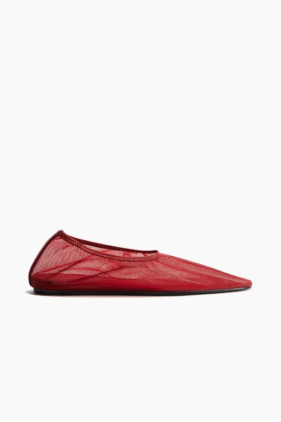 Mesh Ballet Flats - Red - Ladies | H&M US