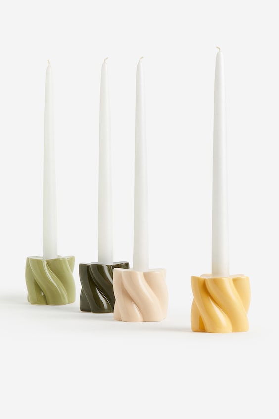 Light yellow Stoneware Candlestick at H&M Home | H&M US