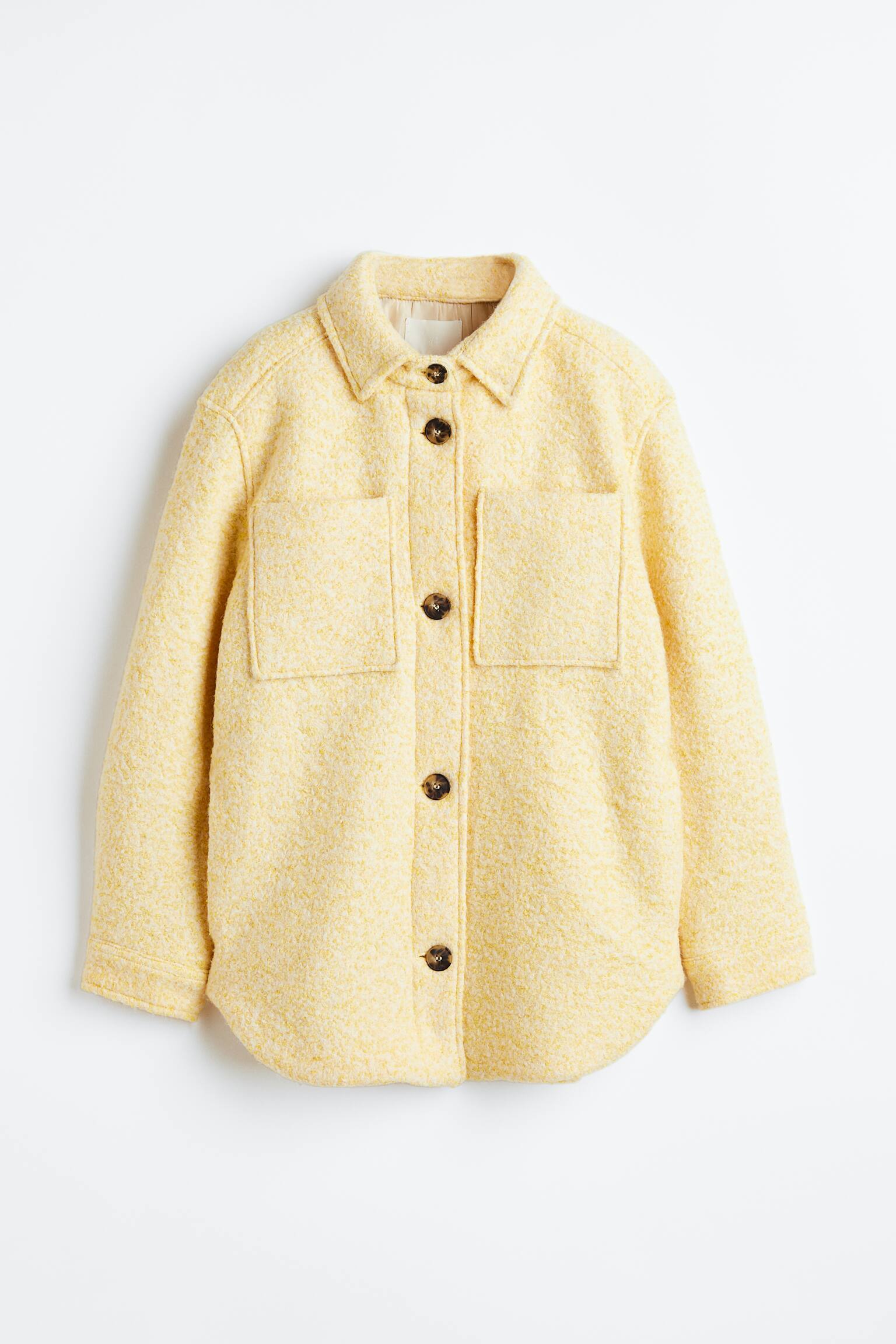 Wool-blend shacket - Light yellow marl - Ladies | H&M GB