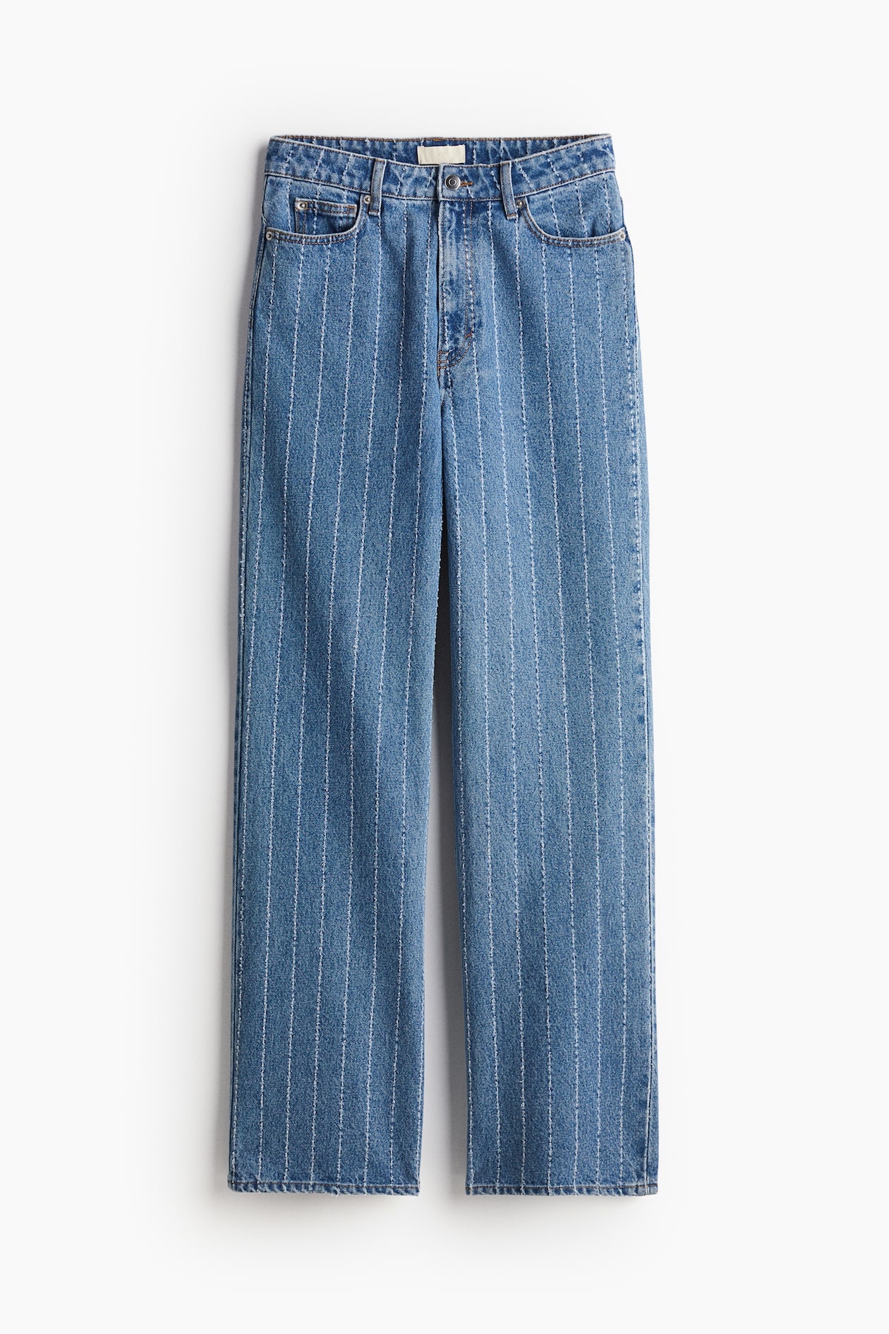 Crease Leg Denim Pants - Denim blue/Pinstripe - Ladies | H&M AU