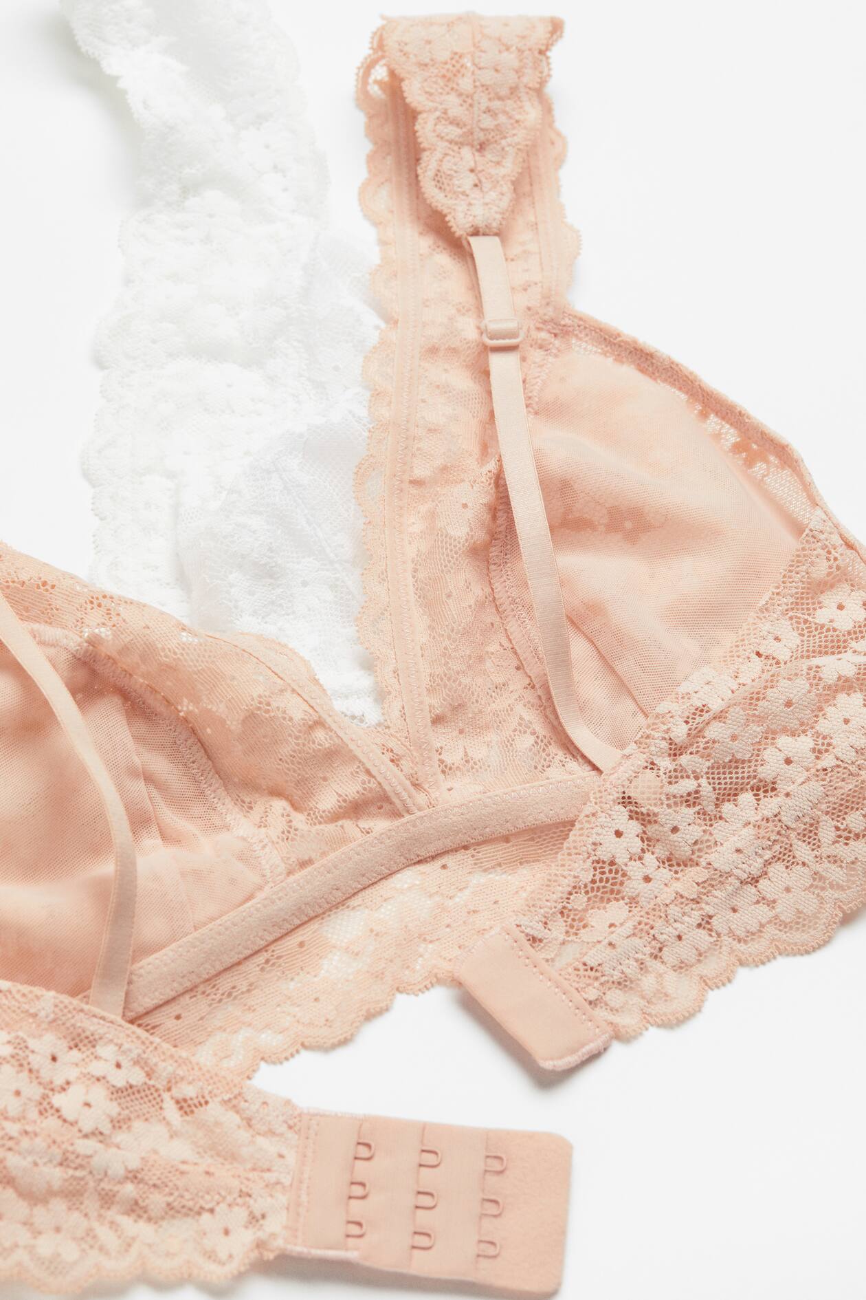 2-pack soft lace bras - Powder pink/White - Ladies | H&M MY