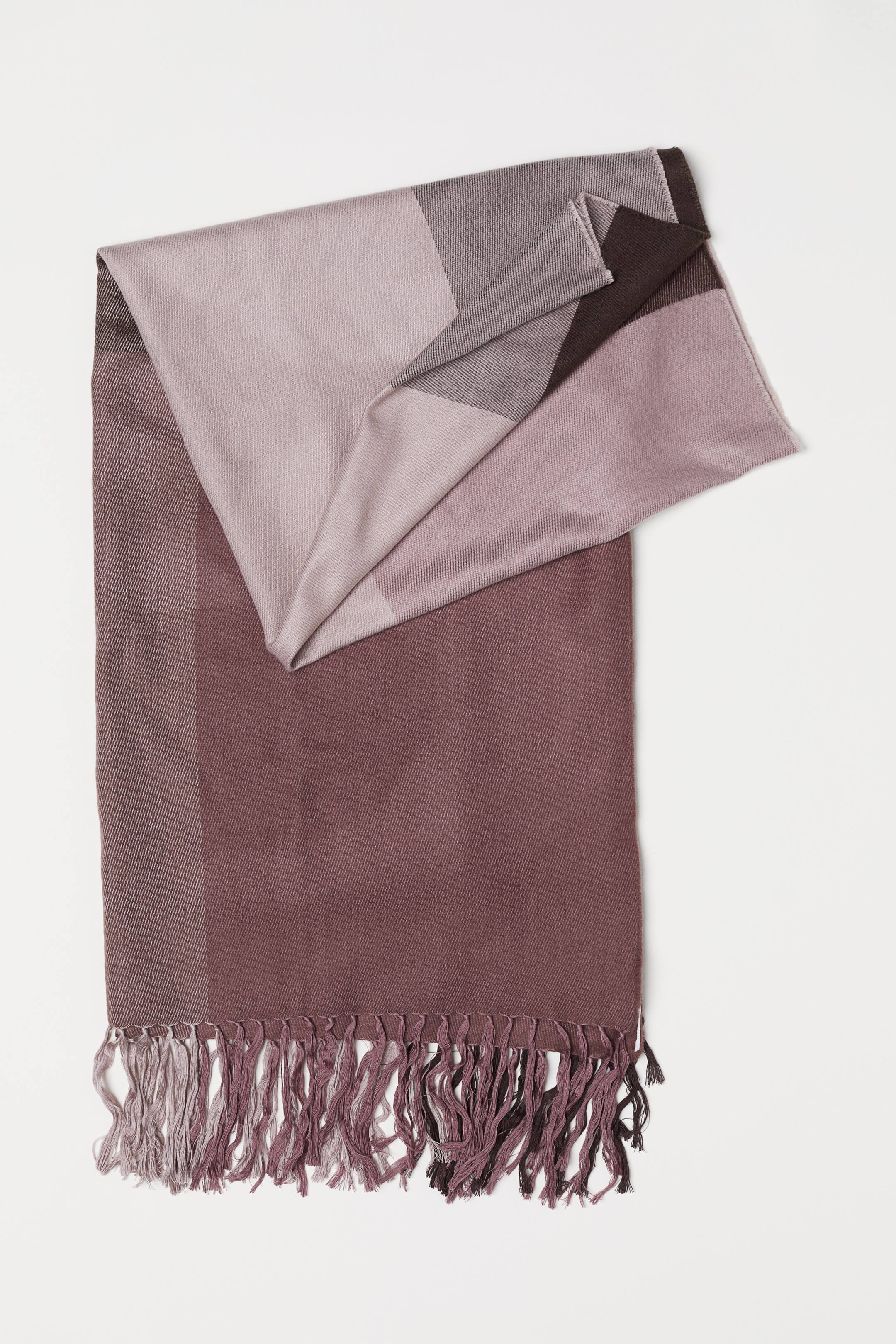 Large Scarf - Dark plum/color-block - Ladies | H&M CA