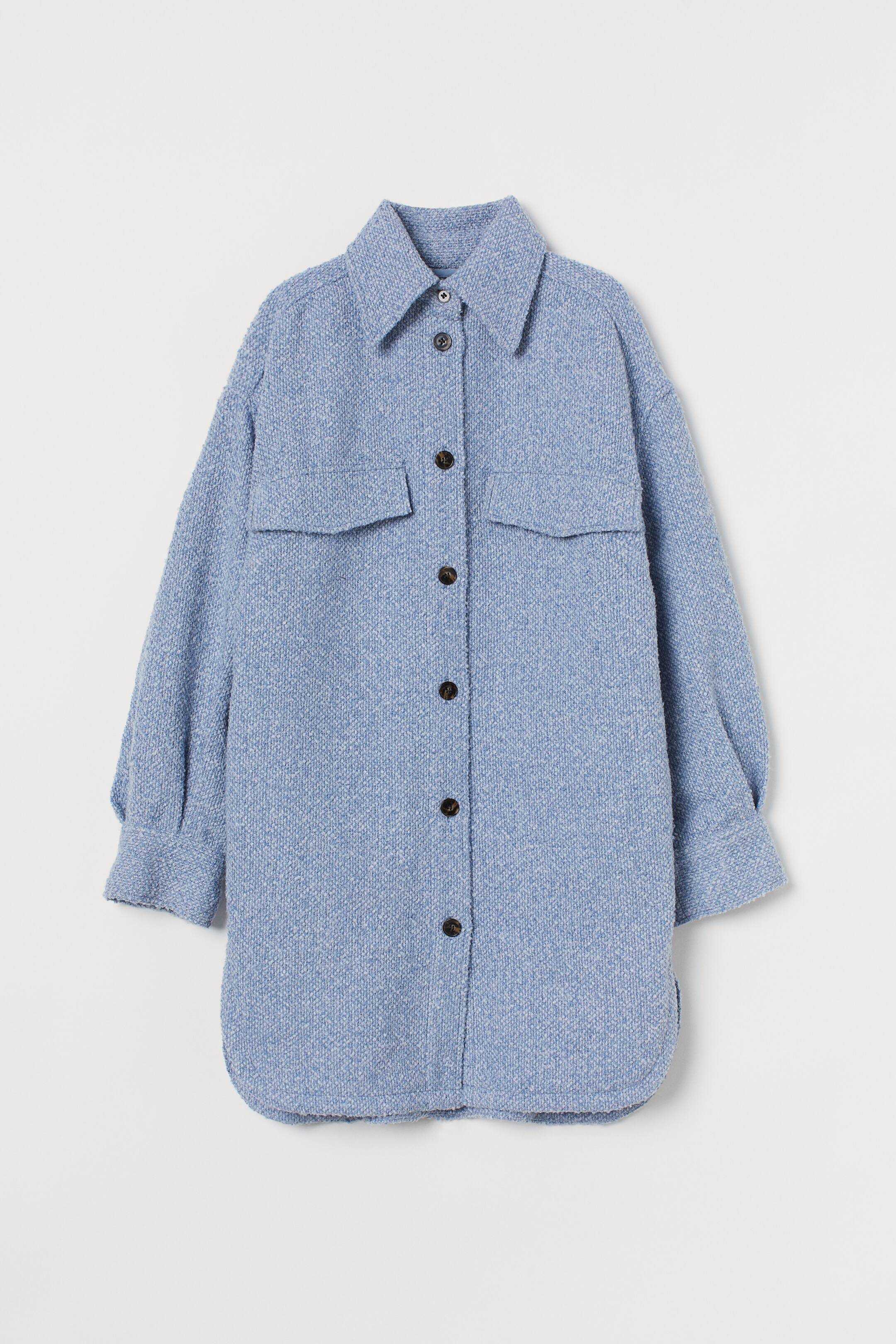 Long shacket - Long sleeve - Light blue marl - Ladies | H&M GB