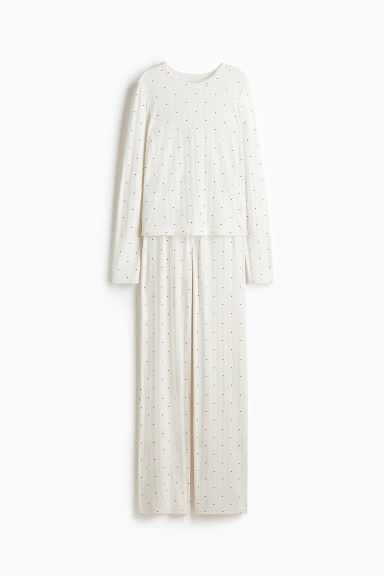 Women's White/hearts Pointelle Jersey Pajamas | H&M US