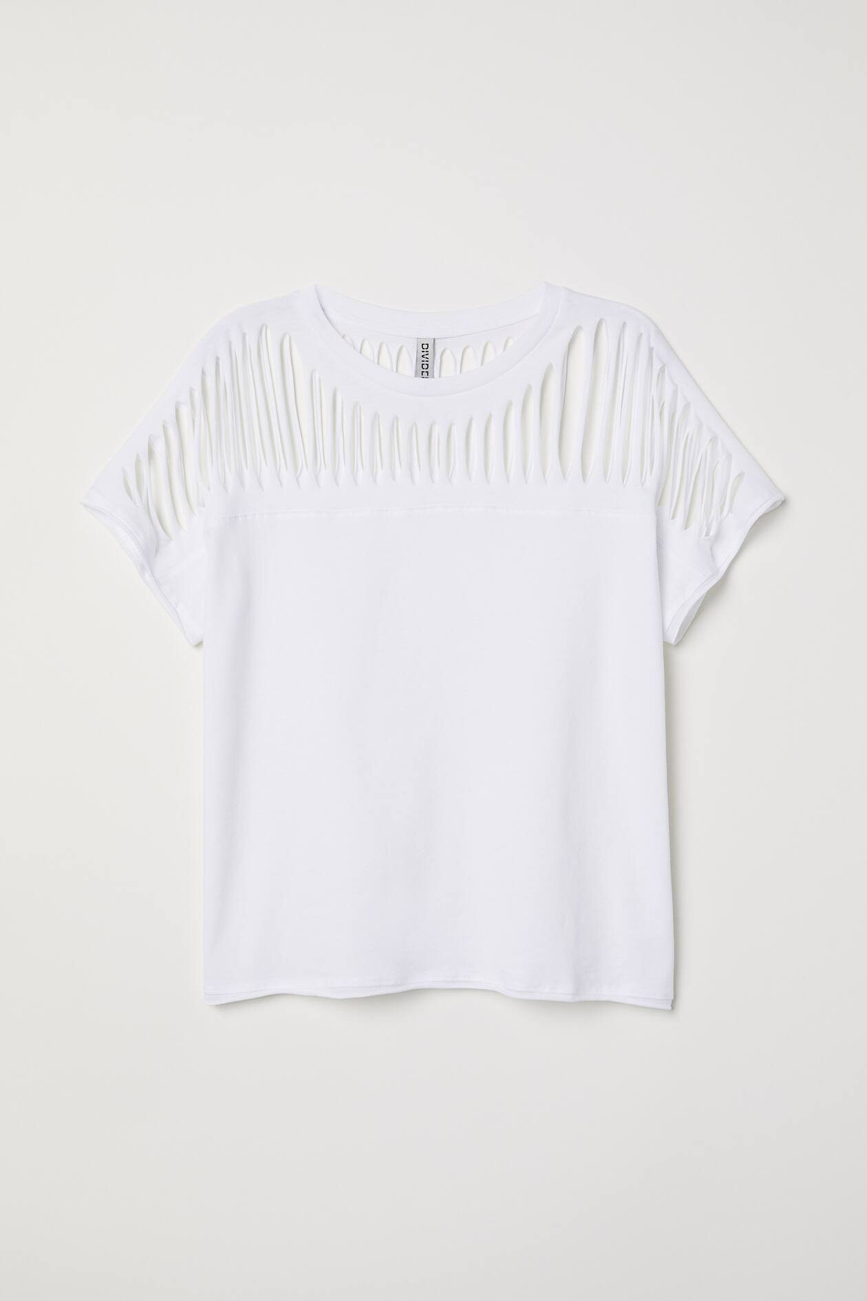Ripped jersey top - Short sleeve - White - Ladies | H&M GB