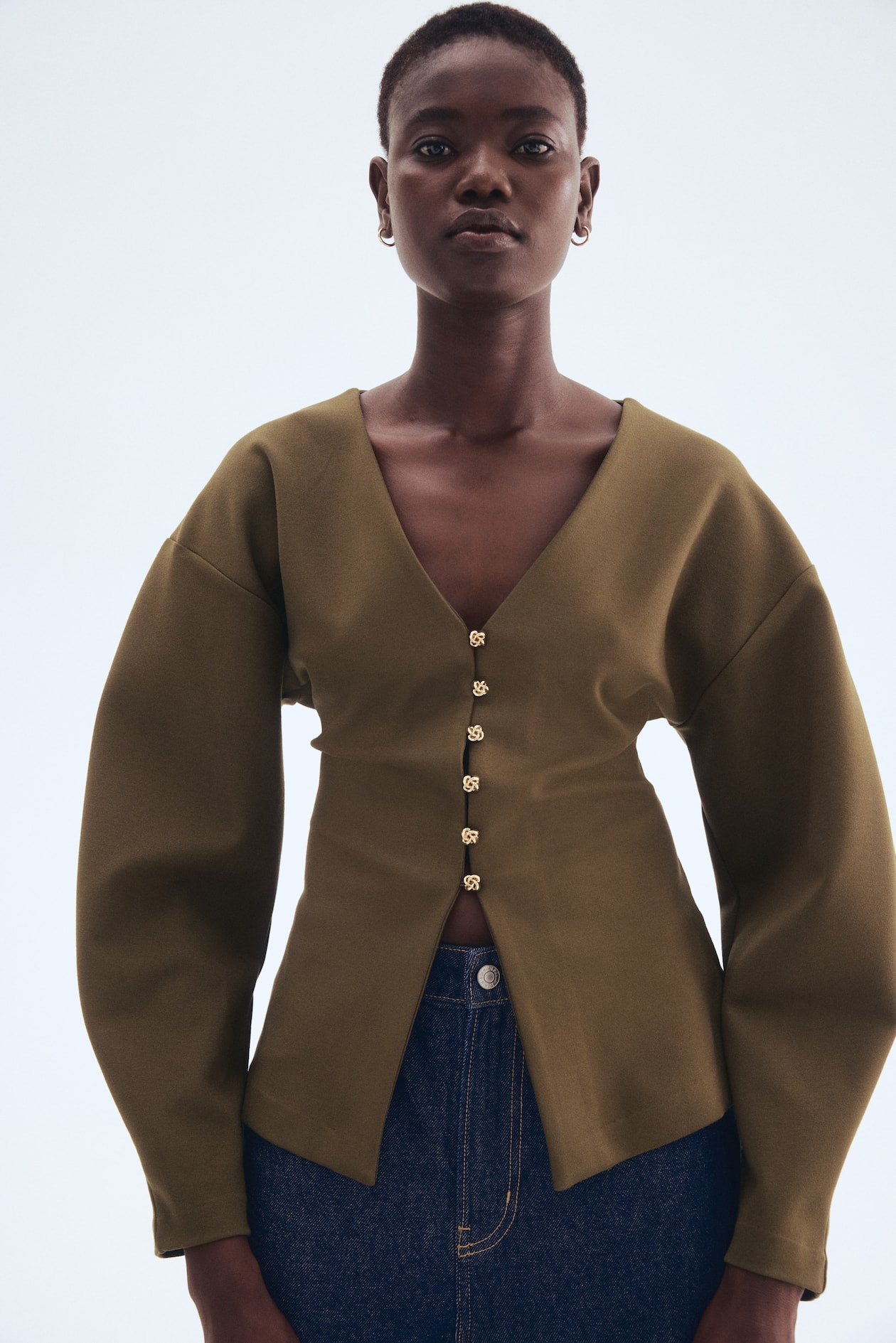 Women's Dark khaki green Waisted cardigan | H&M IN