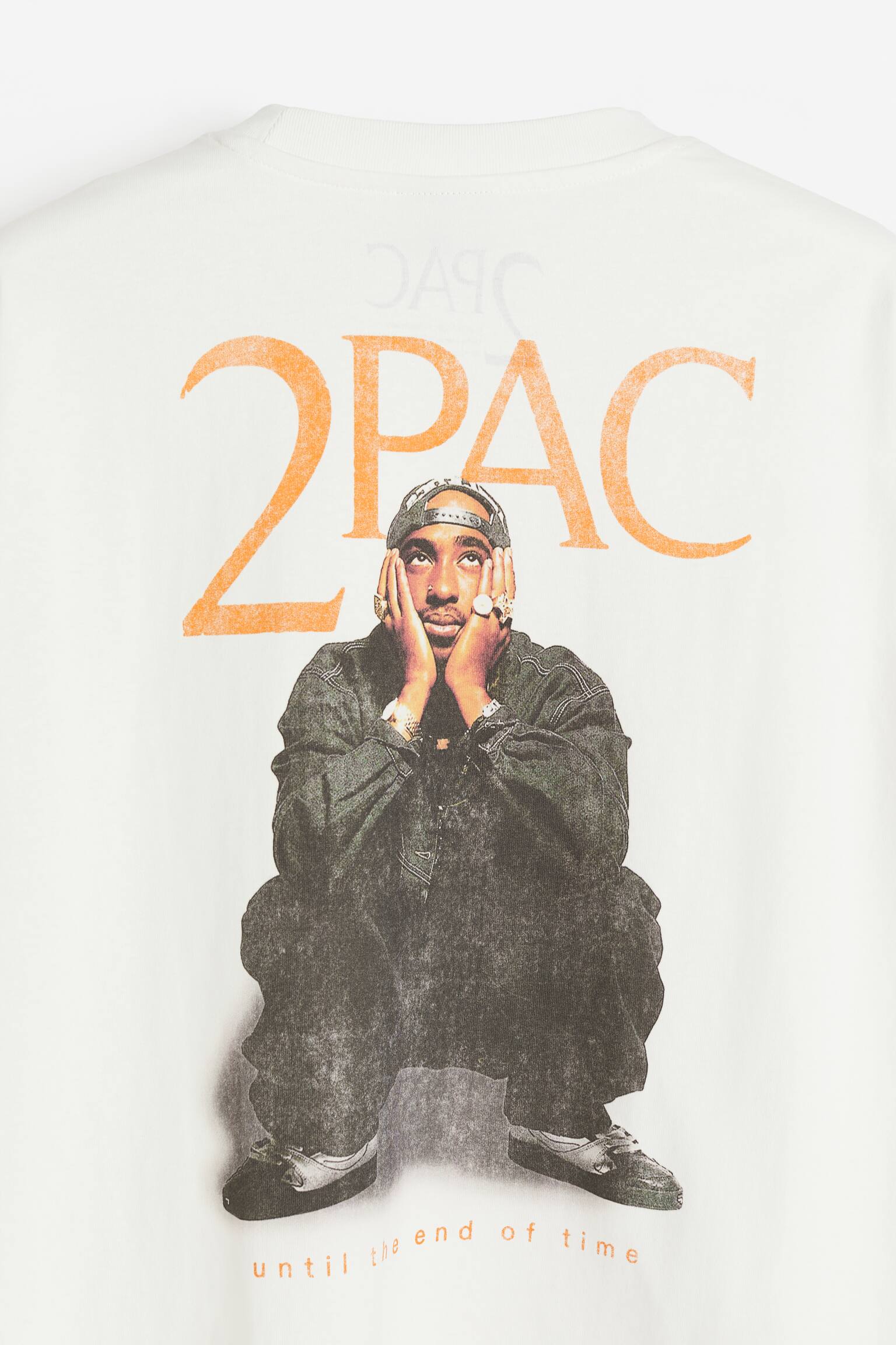 Playera Oversized Fit de punto con diseño - Blanco/2Pac - Men | H&M MX