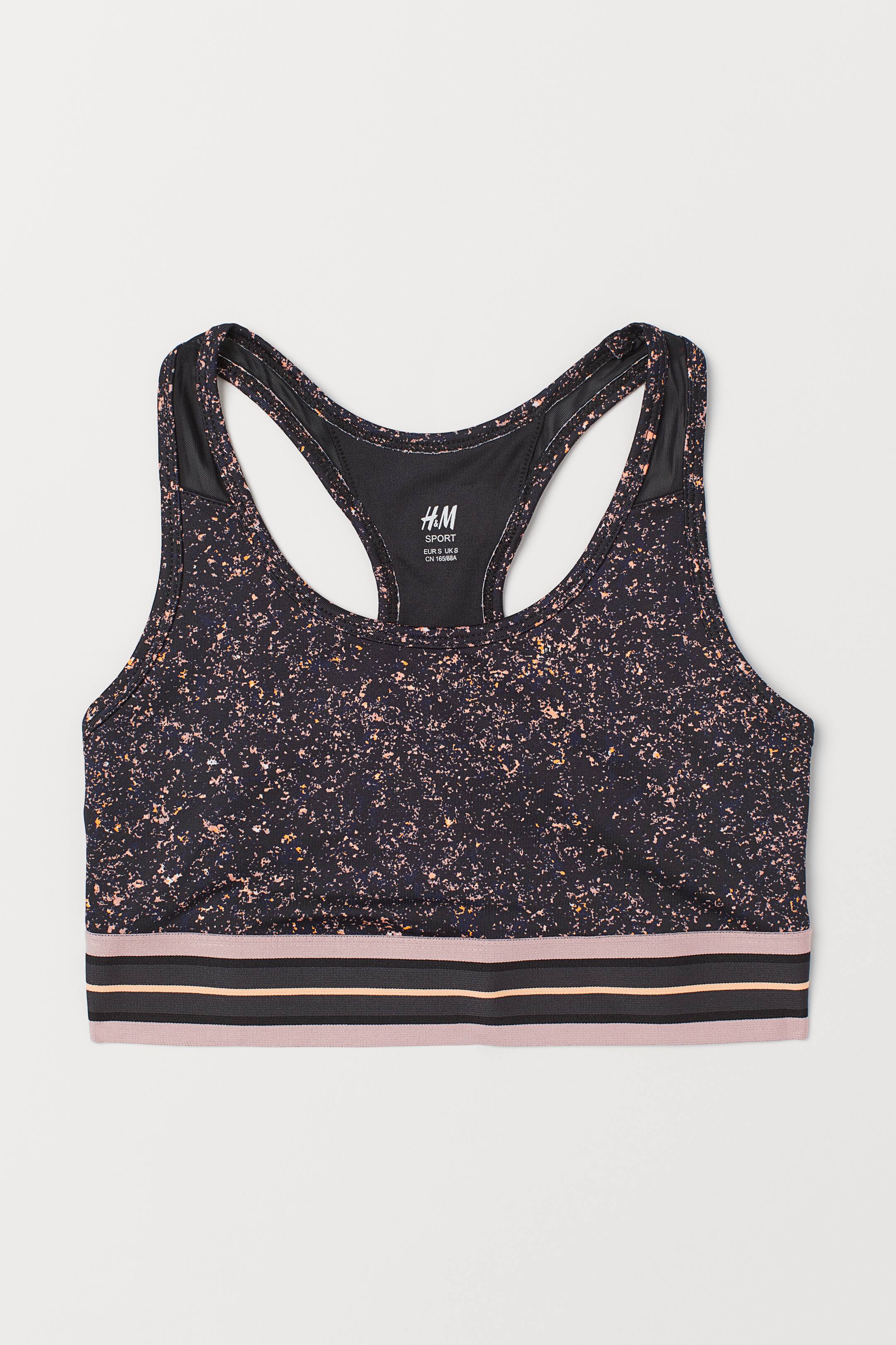 Sport-BH Medium Support - Schwarz/Rosa gemustert - Ladies | H&M DE