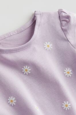 2-piece Cotton Jersey Set - Light purple/floral - Kids | H&M US