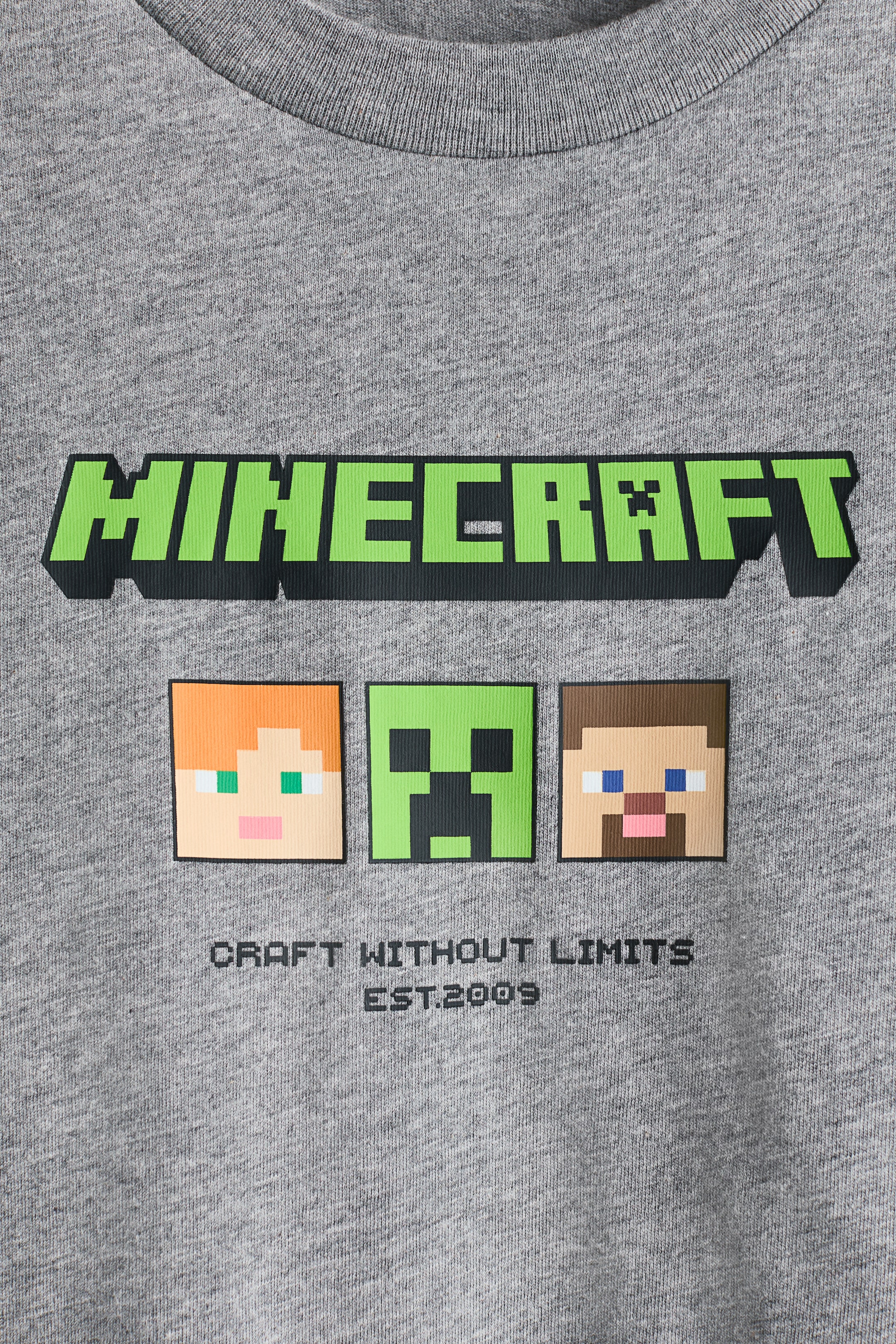 Áo thun dáng thụng in hình - Màu xám đốm/Minecraft - Kids | H&M VN
