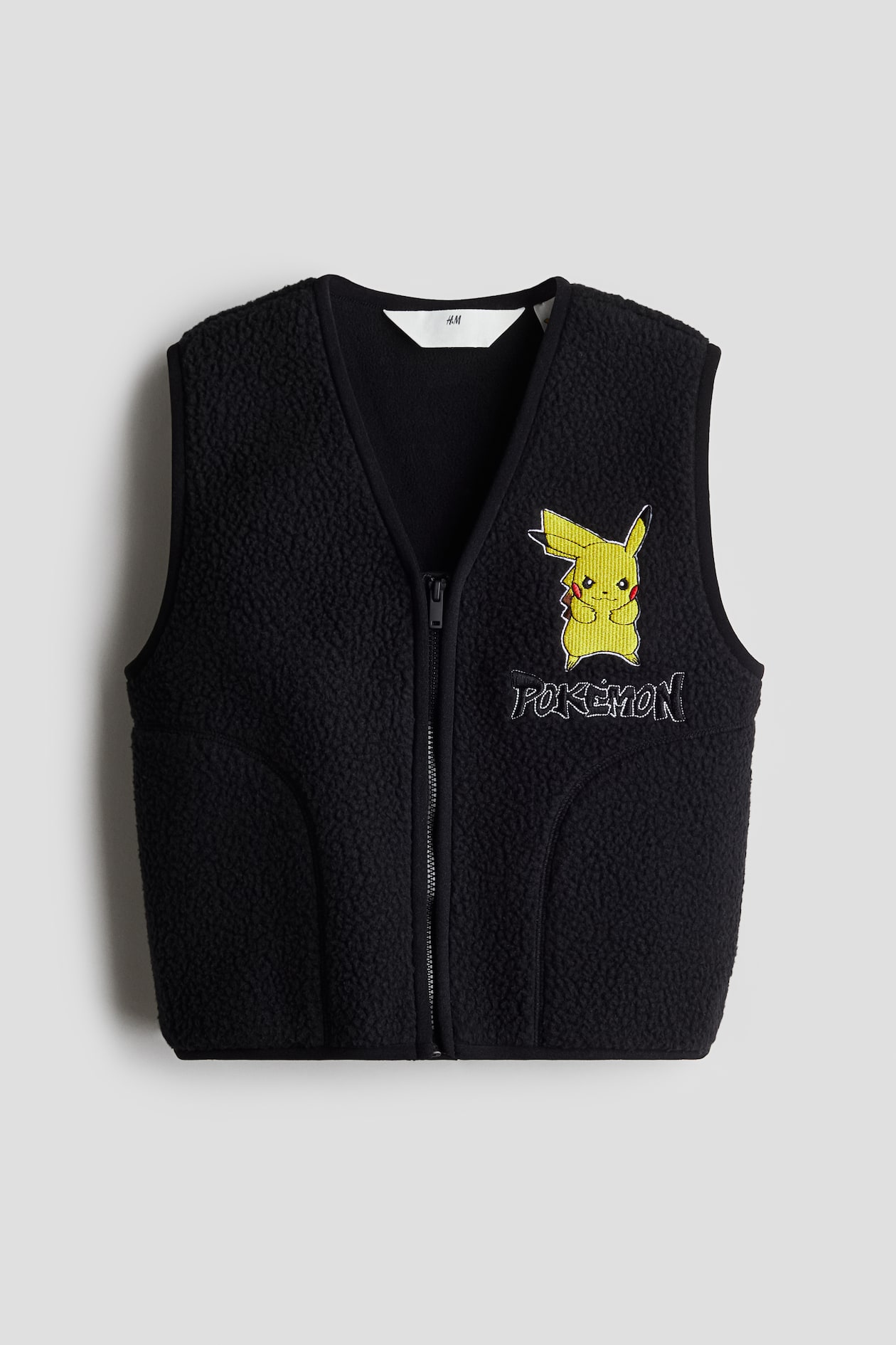 Black/Pikachu Motif-Detail Pile Vest for kids | H&M CA