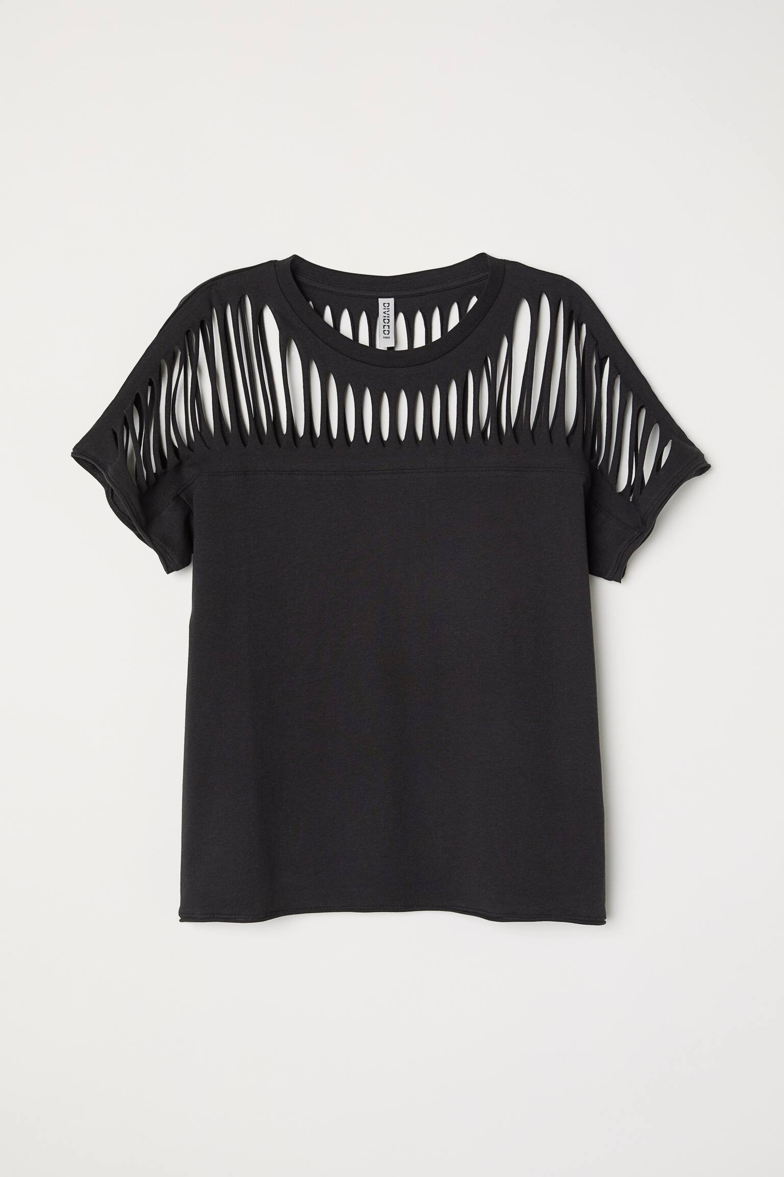 Ripped jersey top - Black - Ladies | H&M GB