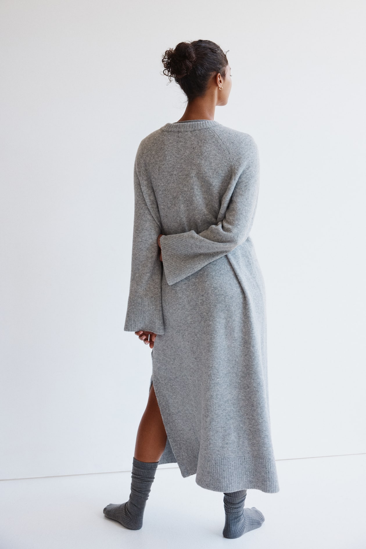 Women's Gray melange Knit Maxi Dress | H&M CA