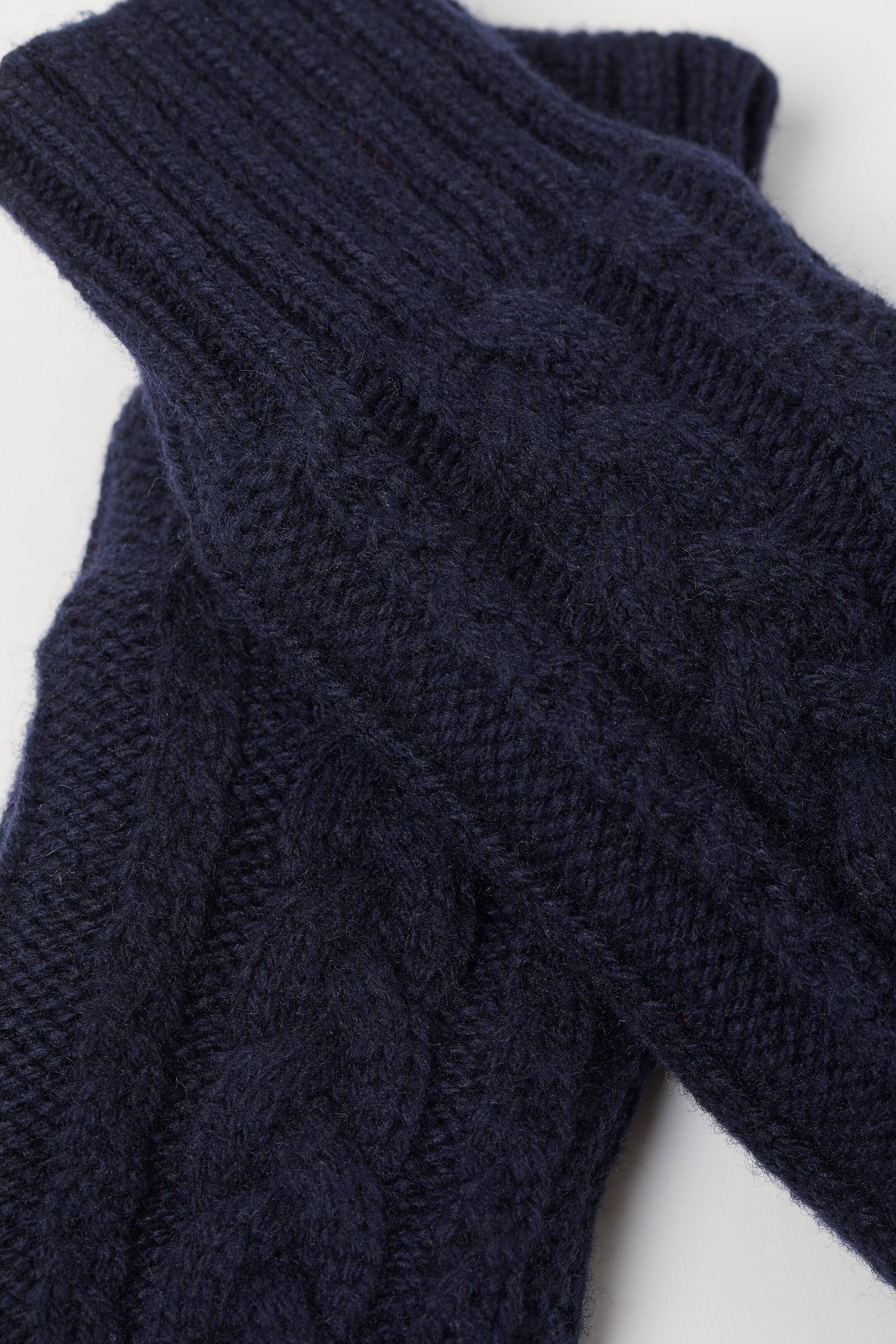 Cable-knit mittens - Dark blue - Kids | H&M GB